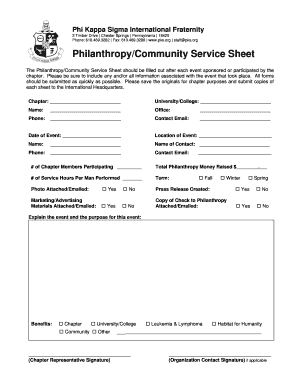 Fillable Online Philanthropy/Community Service Sheet Fax Email Print ...