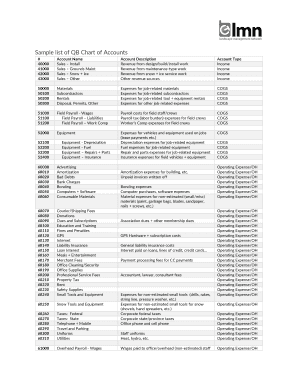 Fillable Online Sample list of QB Chart of Accounts Fax Email Print ...