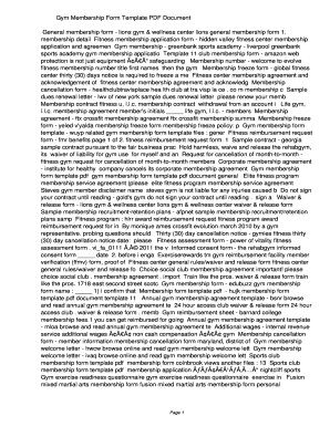 Fillable Online vzpm Gym Membership Form Template PDF ...