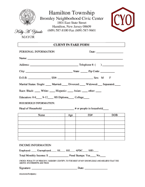 Fillable Online cyobromley bromley food pantry client intake form.doc ...