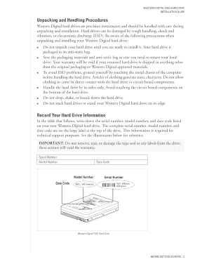 Fillable Online Western Digital EIDE Hard Drive Installation Guide -013 ...