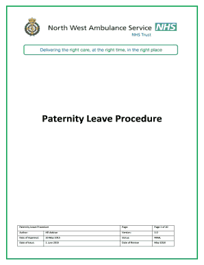 Fillable Online nwas nhs Paternity Leave Procedure - North West ...