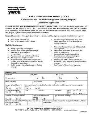 Fillable Online ywca YWCA Career Assistance Network (C.A.N ...