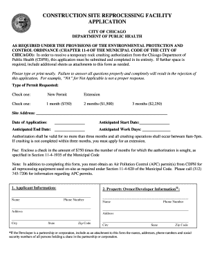 Fillable Online cityofchicago Temp Rock Crushing Facility permit application revised 7-10-13 ...
