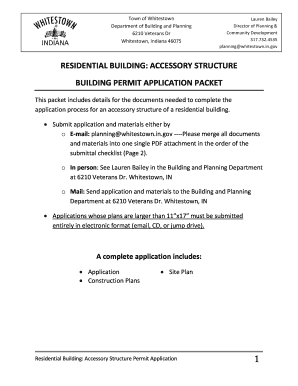 Fillable Online whitestown in RESIDENTIAL BUILDING: ACCESSORY STRUCTURE ...
