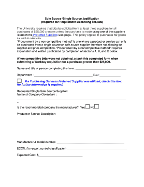 Fillable Online brown Sole Source /Single Source Justification Fax ...