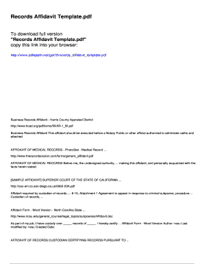 Fillable Online Records Affidavit Template - pdfslibforyou.com Fax ...