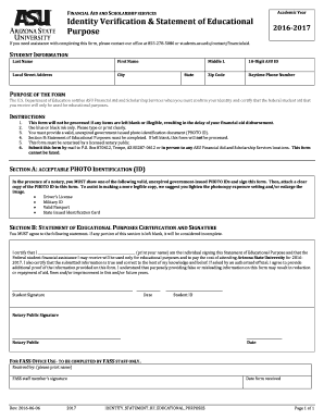Fillable Online students asu Identity Verification & Statement of ...
