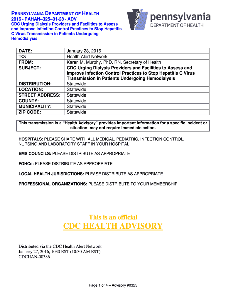 Fillable Online CDC Urging Dialysis Providers and Facilities to Assess Fax Email Print - pdfFiller