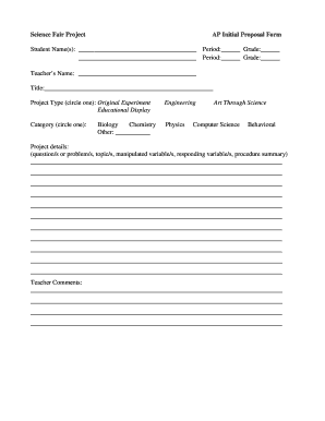 Fillable Online Science Fair Proposal Form - Dr. VanderVeen Fax Email ...