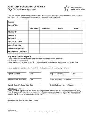 Fillable Online Form 4.1B: Participation of Humans - youthscience.ca ...
