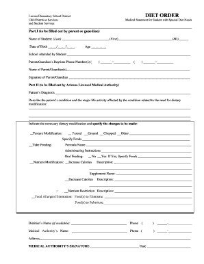 Fillable Online DIET ORDER Fax Email Print - pdfFiller