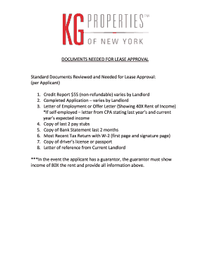 Fillable Online DOCUMENTS NEEDED FOR LEASE APPROVAL Fax Email Print ...