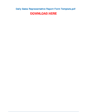 Fillable Online Daily Sales Representative Report Form Template Fax ...