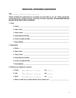 Fillable Online Modification - Enforcement Questionnaire Fax Email ...