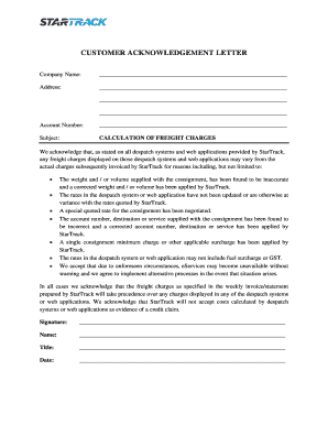 Fillable Online CUSTOMER ACKNOWLEDGEMENT LETTER (E-SERVICES).doc Fax Email Print - pdfFiller