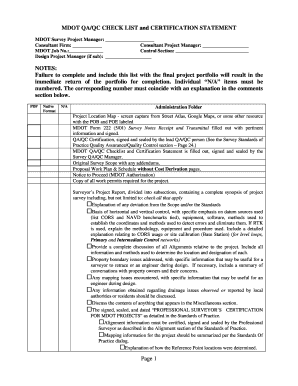 Fillable Online mdotwiki state mi MDOT QA/QC CHECK LIST and ...