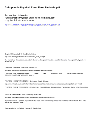 Fillable Online Chiropractic Physical Exam Form Pediatric ...