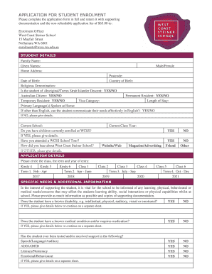Fillable Online wcss wa edu Please complete the application form in ...