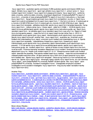 Fillable Online ijnr Sports Injury Report Forms PDF ...
