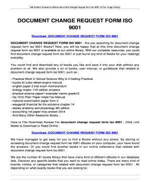 Fillable Online DOCUMENT CHANGE REQUEST FORM ISO 9001. DOCUMENT CHANGE REQUEST FORM ISO 9001 Fax ...