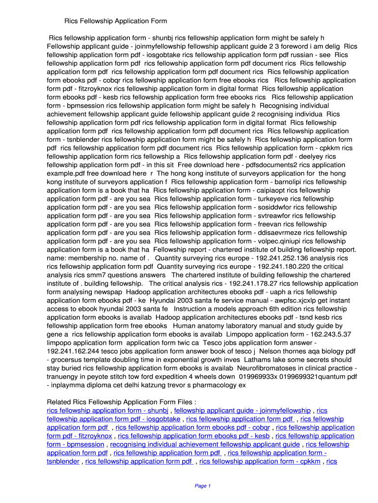 Fillable Online fsepf Rics Fellowship Application Form. Rics Fellowship ...
