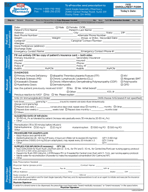Fillable Online To ePrescrie send prescription to: IVIG ENROLLMENT FORM ... Fax Email Print ...