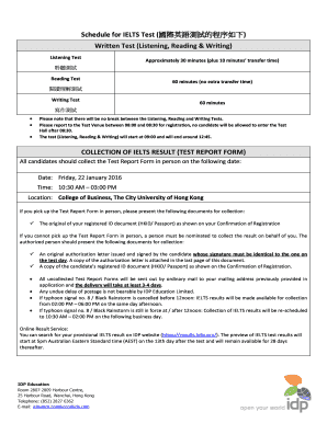 Fillable Online COLLECTION OF IELTS RESULT (TEST REPORT FORM) Fax Email ...