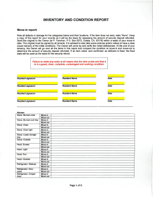 Fillable Online INVENTORY AND CONDITION REPORT Fax Email Print - pdfFiller