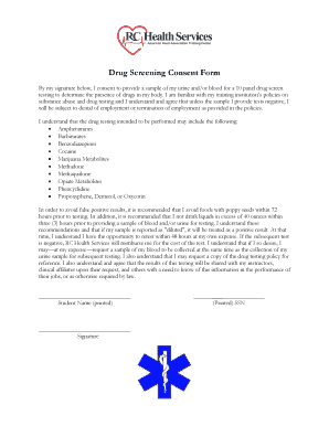 Fillable Online Drug Screening Consent Form - instructor ...