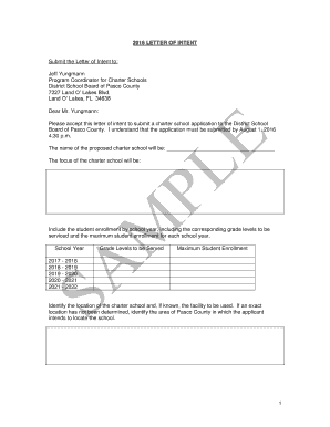 Fillable Online Submit the Letter of Intent to: Fax Email Print - pdfFiller