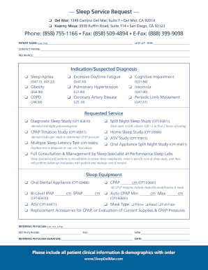 Fillable Online Sleep Service Request Fax Email Print - pdfFiller