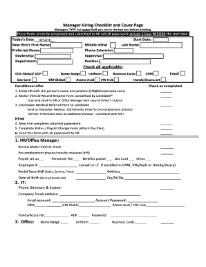 Fillable Online Onboarding Checklist Fax Email Print - pdfFiller