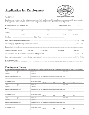 Fillable Online Application for Employment - Pelham, Alabama Fax Email ...