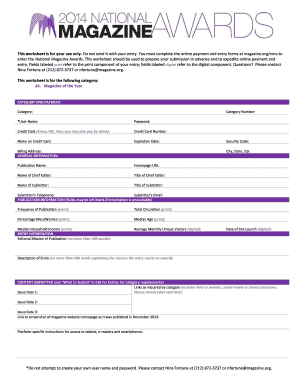 Fillable Online magazine Do not send it with your entry. You must ...