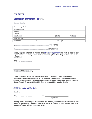 Fillable Online Expression of Interest Invitation Fax Email Print ...