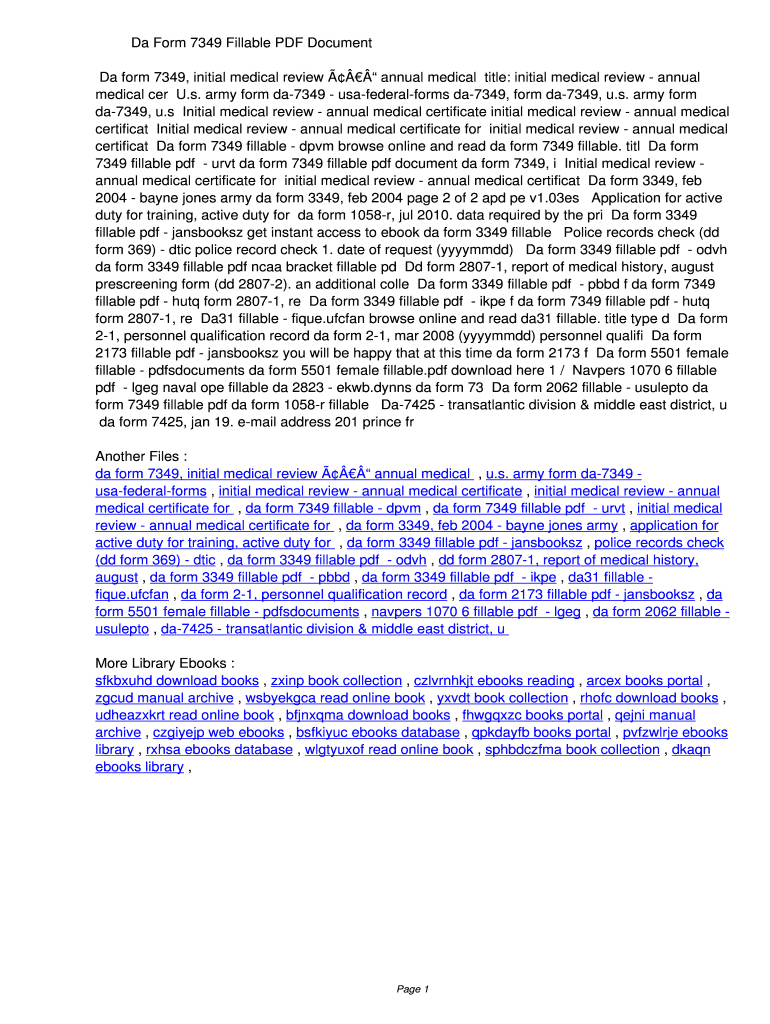 Da Form 7349 R Fillable - Printable Forms Free Online