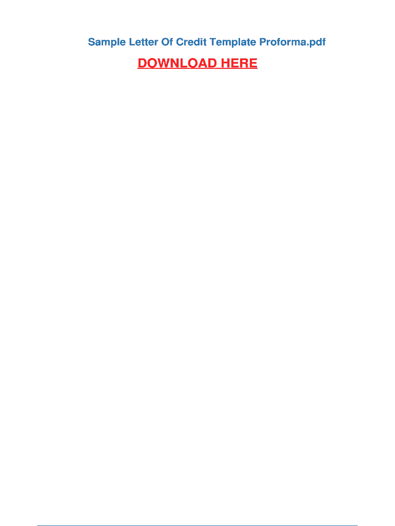 Fillable Online Sample Letter Of Credit Template Proforma Fax Email ...