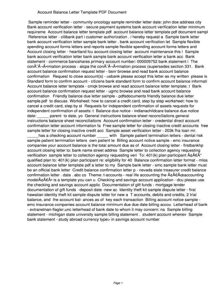 Fillable Online ethq Account Balance Letter Template PDF ...