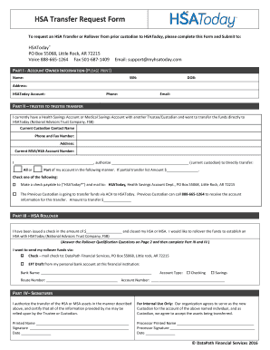 Fillable Online HSA Transfer Request Form - datapathadmin.com Fax Email Print - pdfFiller