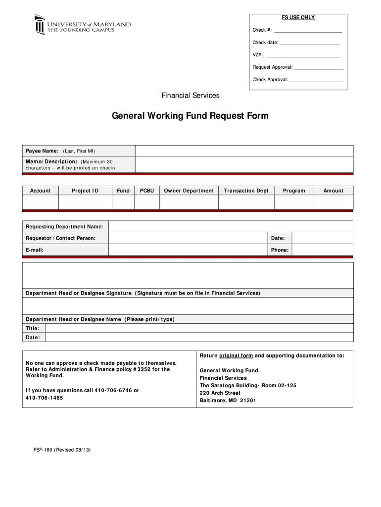 Fillable Online umaryland FS USE ONLY Fax Email Print - pdfFiller