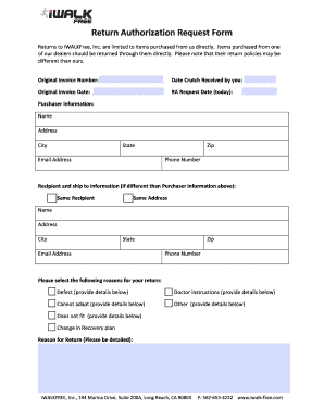Fillable Online Return Authorization Request Form Original rev5 ...
