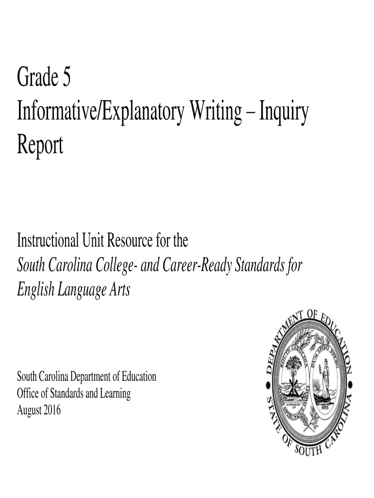 Fillable Online grade 5 informative/explanatory writing – inquiry ...