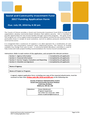 Fillable Online and Community Investment Fund 2017 Funding Application ...