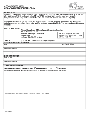 Fillable Online missouriparentsact MISSOURI FIRST STEPS MEDIATION REQUEST MODEL FORM ...