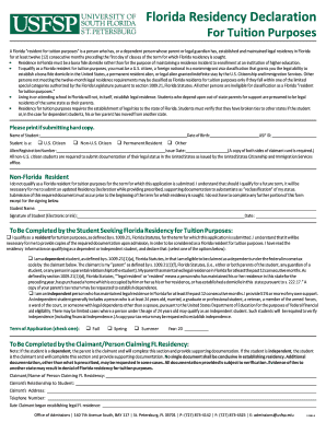 Fillable Online A Florida resident for tuition purposes is a person who ...