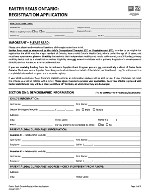 Fillable Online EASTER SEALS ONTARIO: REGISTRATION APPLICATION Fax ...