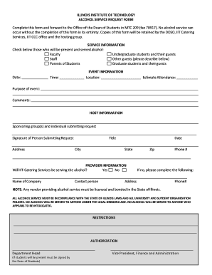 Fillable Online ALCOHOL SERVICE REQUEST FORM Fax Email Print - pdfFiller