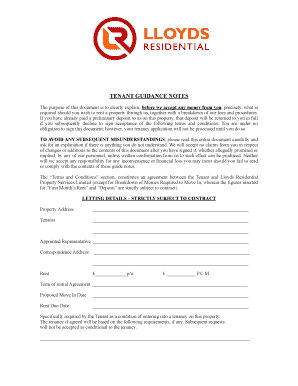 Fillable Online Tenant Guidance Notes Fax Email Print - pdfFiller