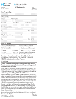Fillable Online 2017 Plan Change Form - bcbsnc.com Fax Email Print - pdfFiller